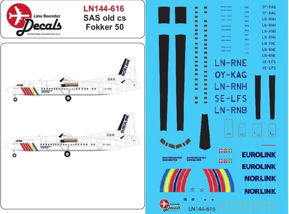 SAS old cs Fokker 50 - Lima November Decals - HobbyPlastik.dk