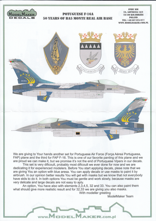 Potuguese F-16A 50 years of BA5 Monte Real Air Base - Model Maker ...