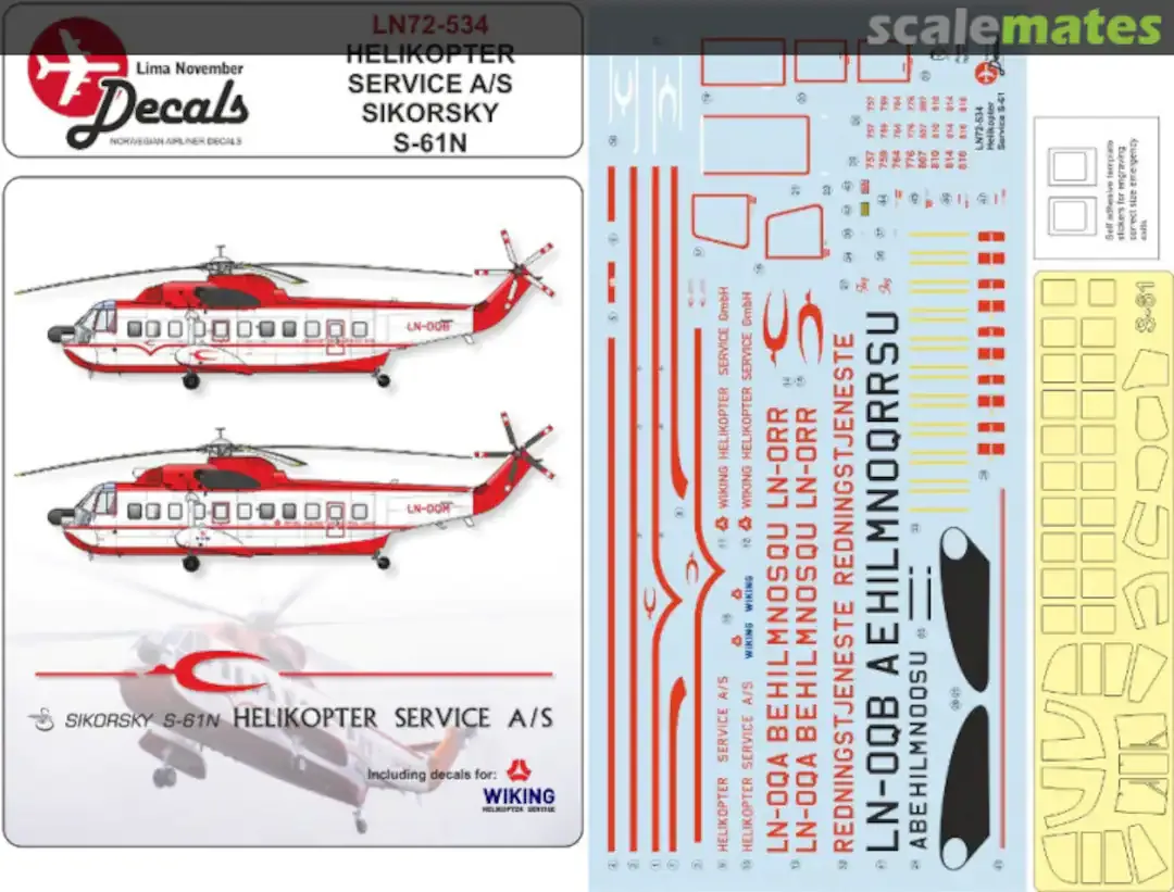 HELIKOPTER SERVICE A/S SIKORSKY S-61N - Lima November Decals ...