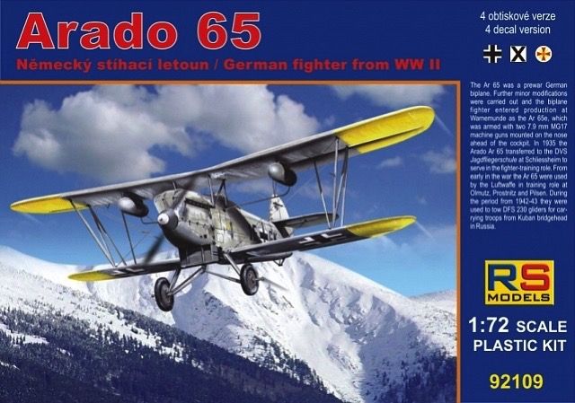 Arado 65 German fighter from WW II - 1:72 - HobbyPlastik.dk