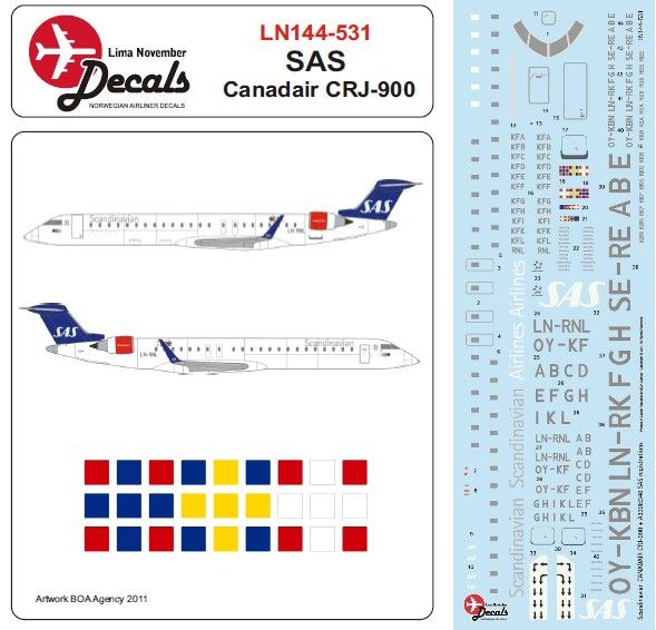 SAS Canadair CRJ-900 - Lima November Decals - HobbyPlastik.dk